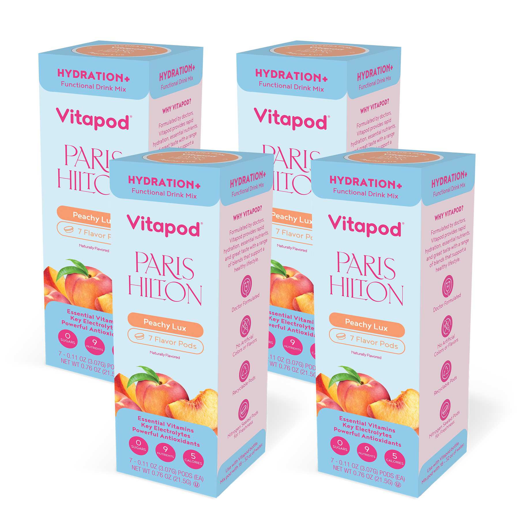 Paris Hilton x Vitapod Hydration+ Peachy Lux, 28 Sugar Free Drink Mix Pods